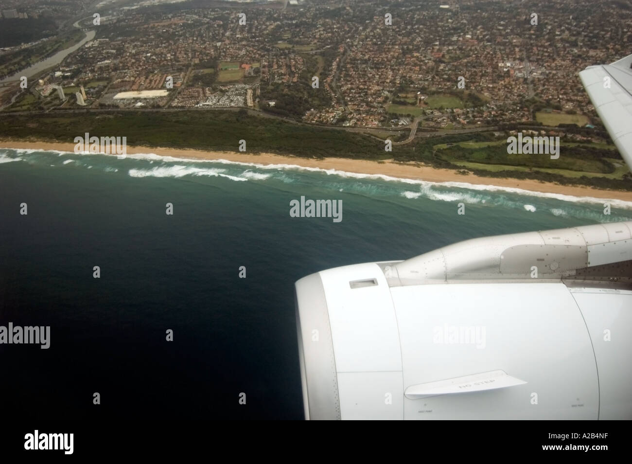 Aerial view of South Africa's coastline of KwaZulu-Natal, South Africa ...