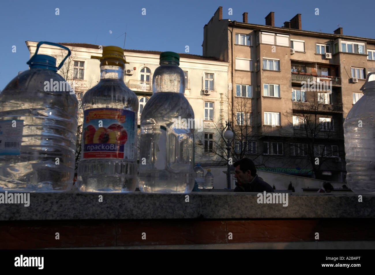 Collecting water from the mineral water springs in Sofia, Bulgaria ...