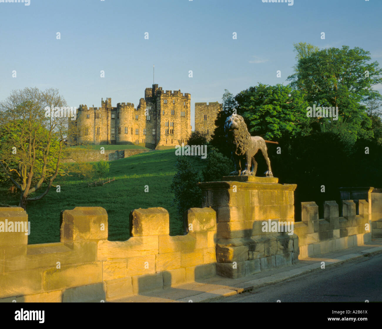 Alnwick castle from Lion Bridge, Alnwick, Northumberland, England, UK ...