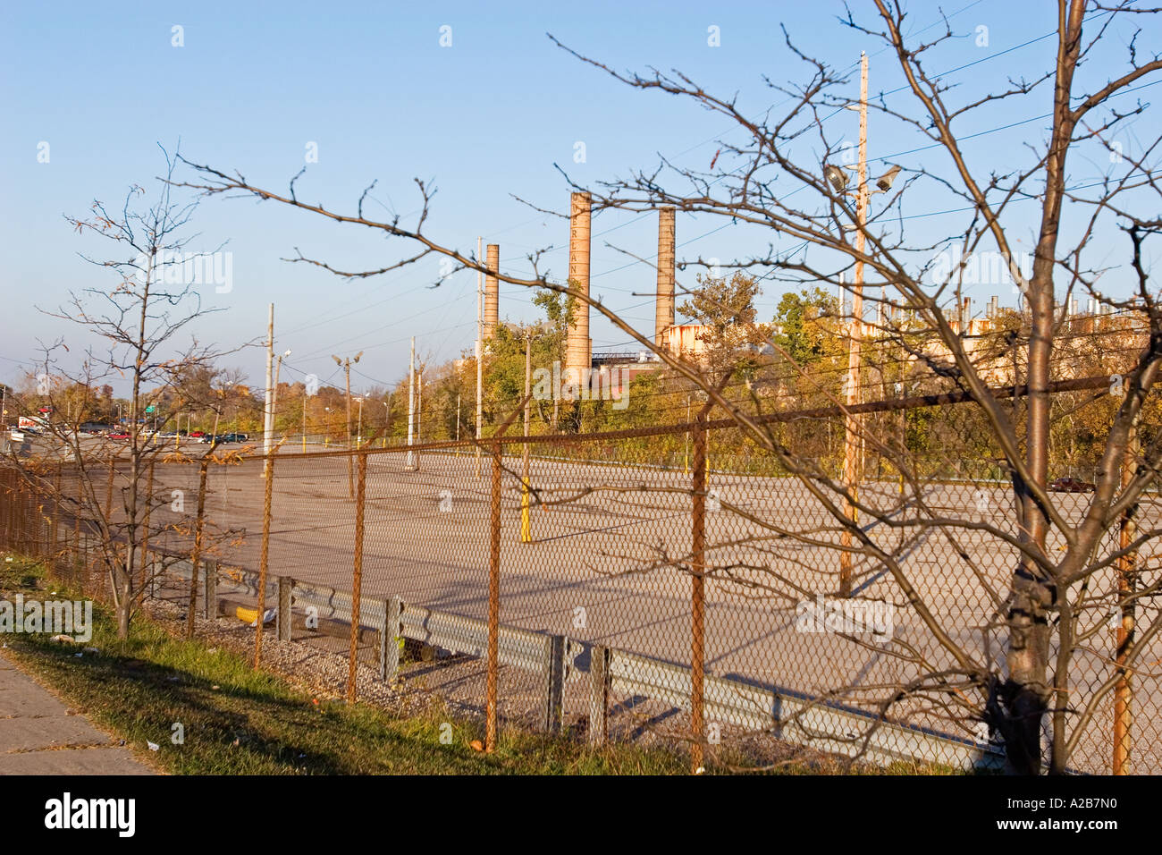 Empty Parking Lot at Closed Auto Factory Stock Photo - Alamy