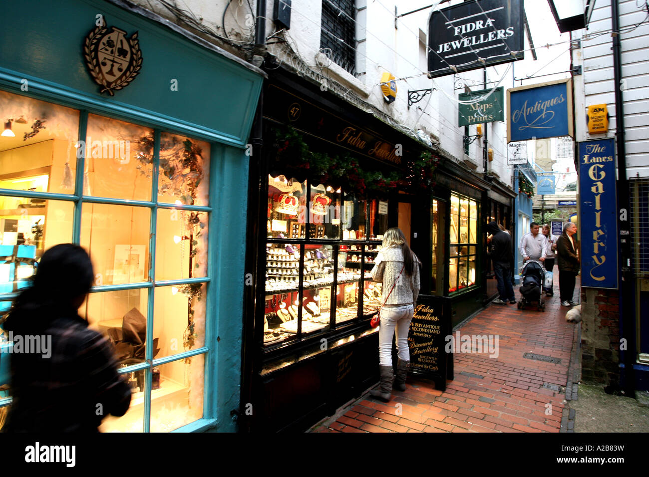 The Lanes shopping area Brighton England UK Stock Photo - Alamy