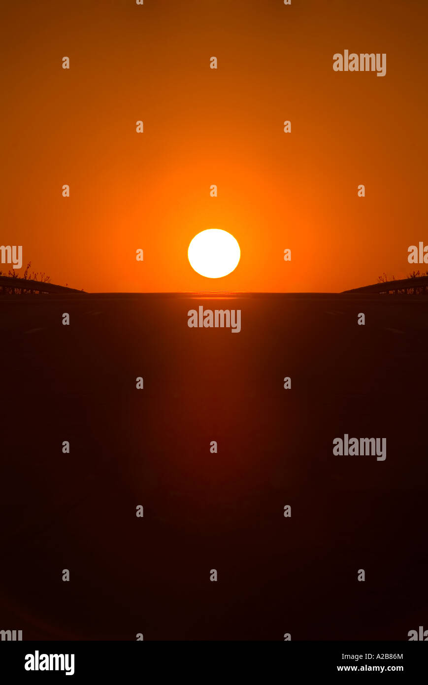 Sun Setting On Highway, USA Stock Photo - Alamy