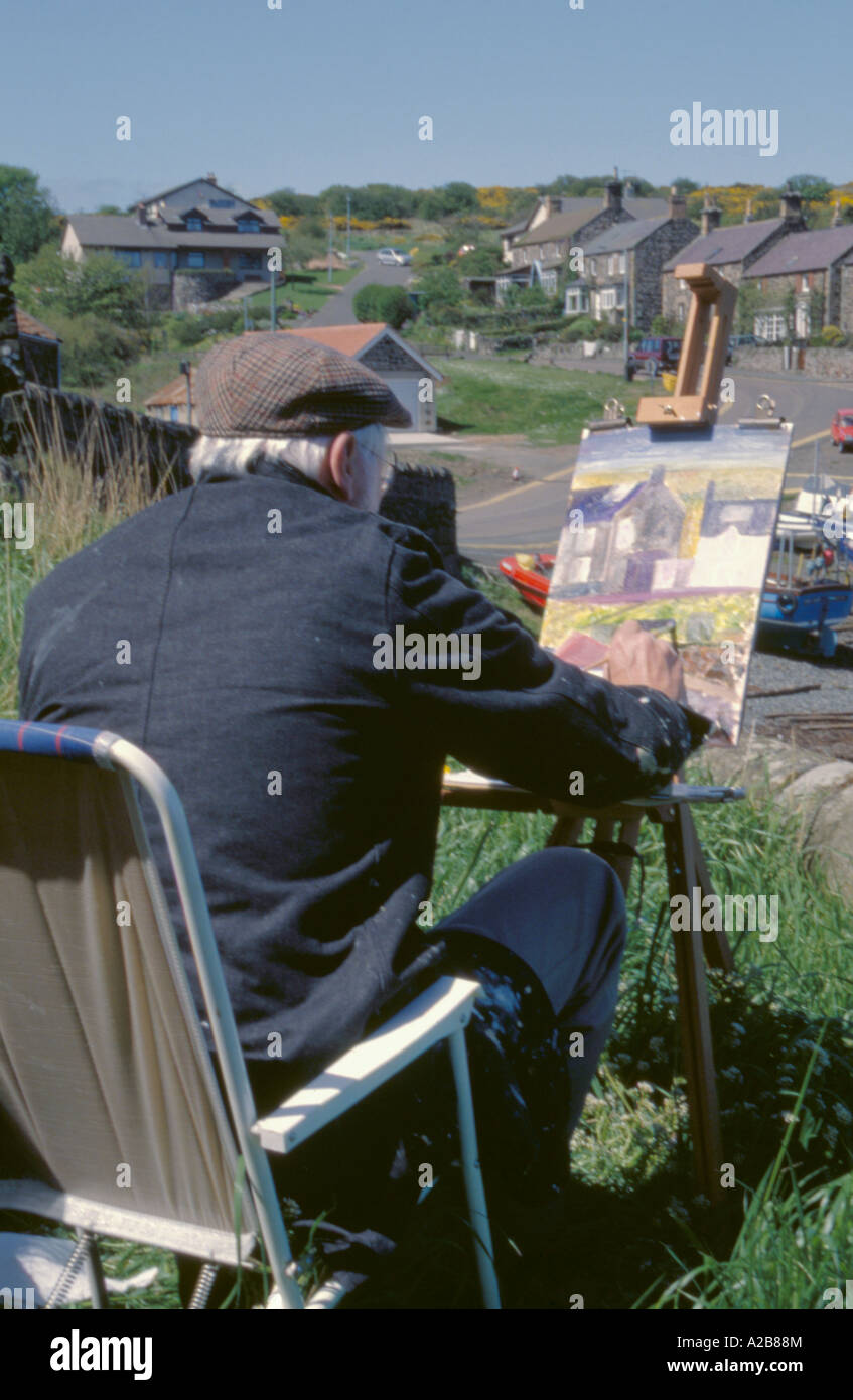 Artist at work; Craster, Northumberland, England, UK Stock Photo - Alamy