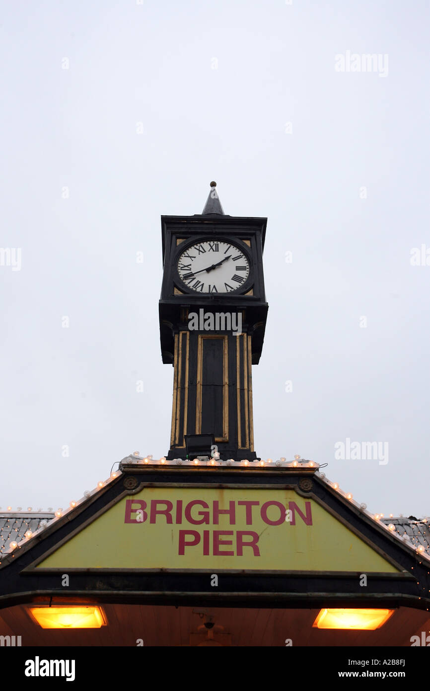Brighton Pier and clock Brighton UK Stock Photo - Alamy