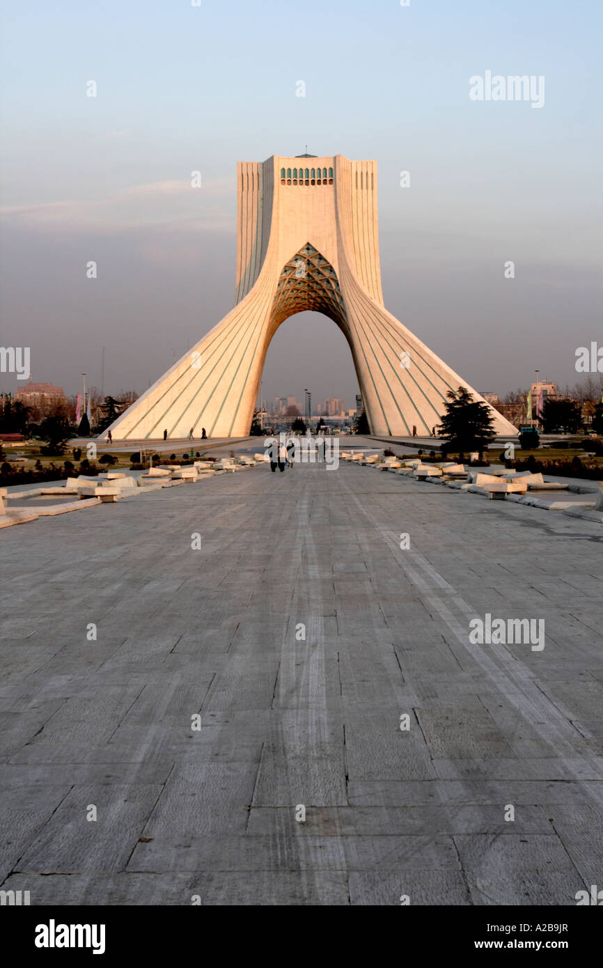 The Azadi Tower, or King Memorial Tower, is the symbol of Teheran, Iran ...