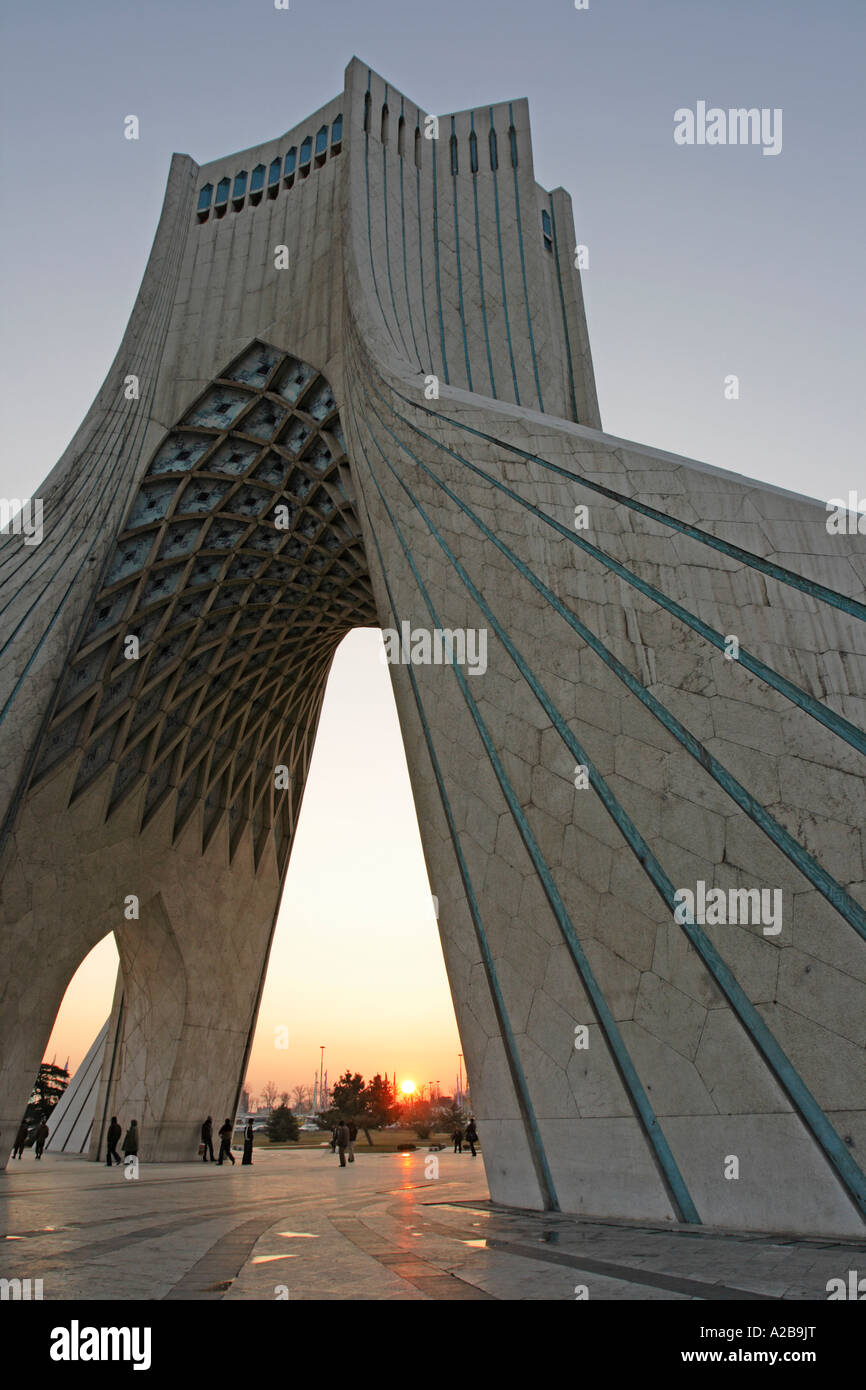 The Azadi Tower, or King Memorial Tower, is the symbol of Teheran, Iran ...