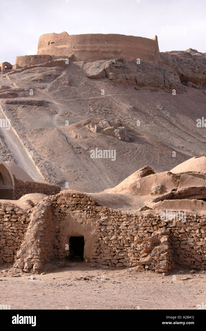 The Zoroastrian buildings at the base of the Silent Towers near Yazd ...