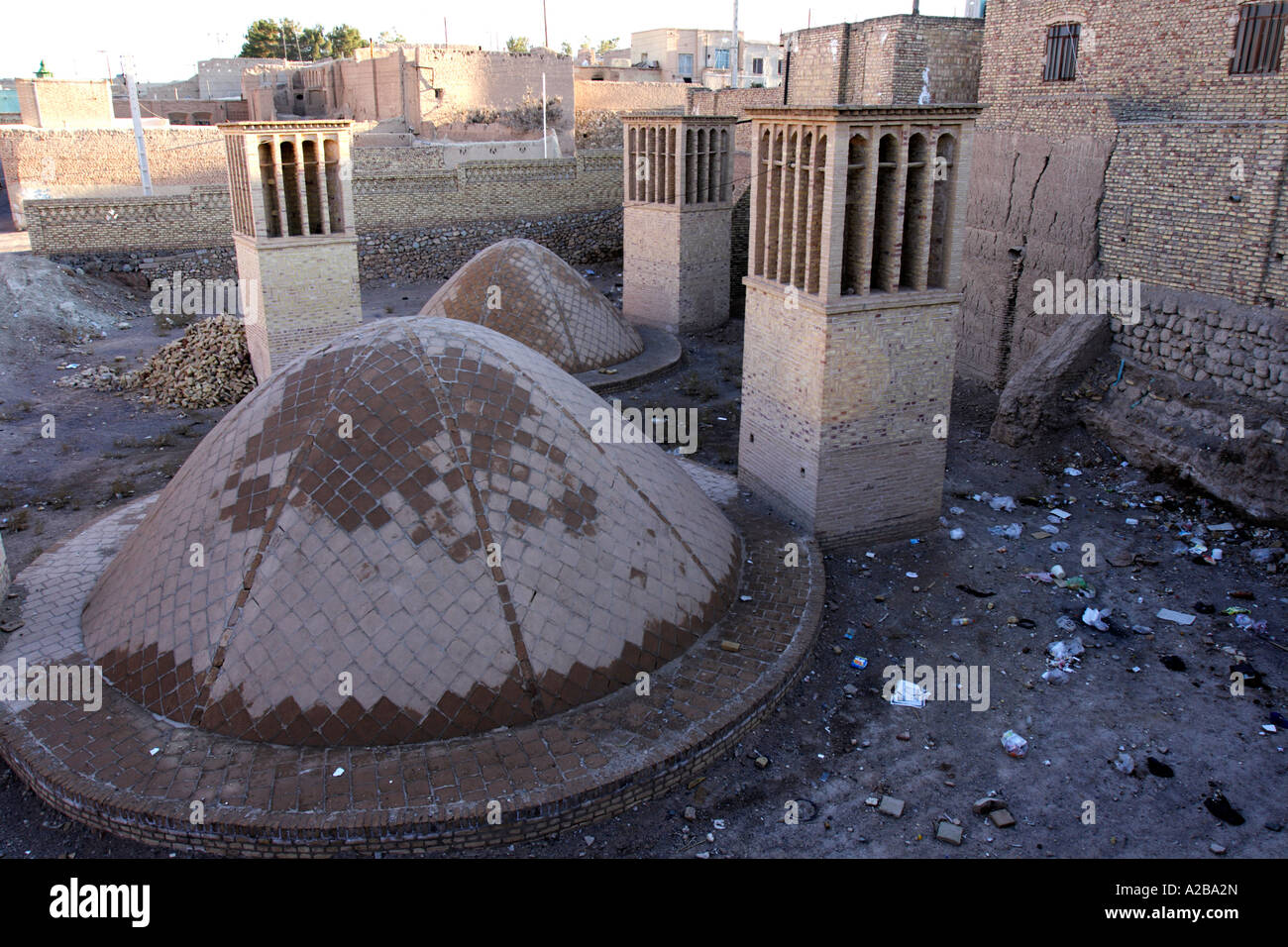 Water warehouse, ab anbaras, with domes and windcatchers in Naeen, Iran ...
