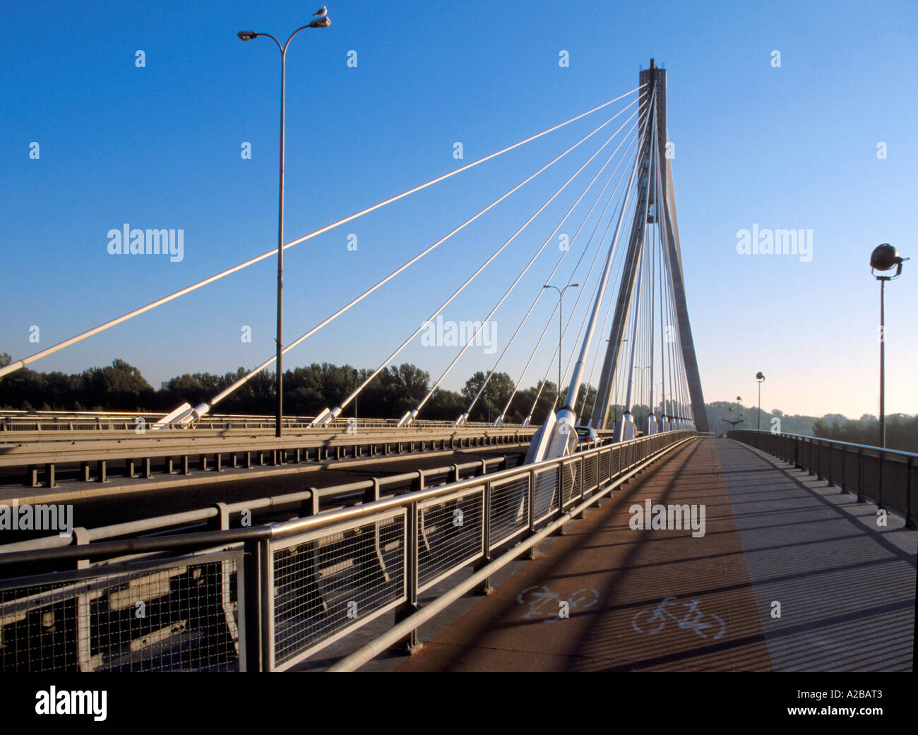 Swietokrzyski Suspension Bridge in Warsaw Poland Stock Photo - Alamy