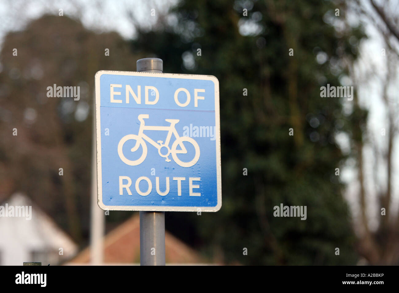 End of Cycle Route sign Stock Photo - Alamy