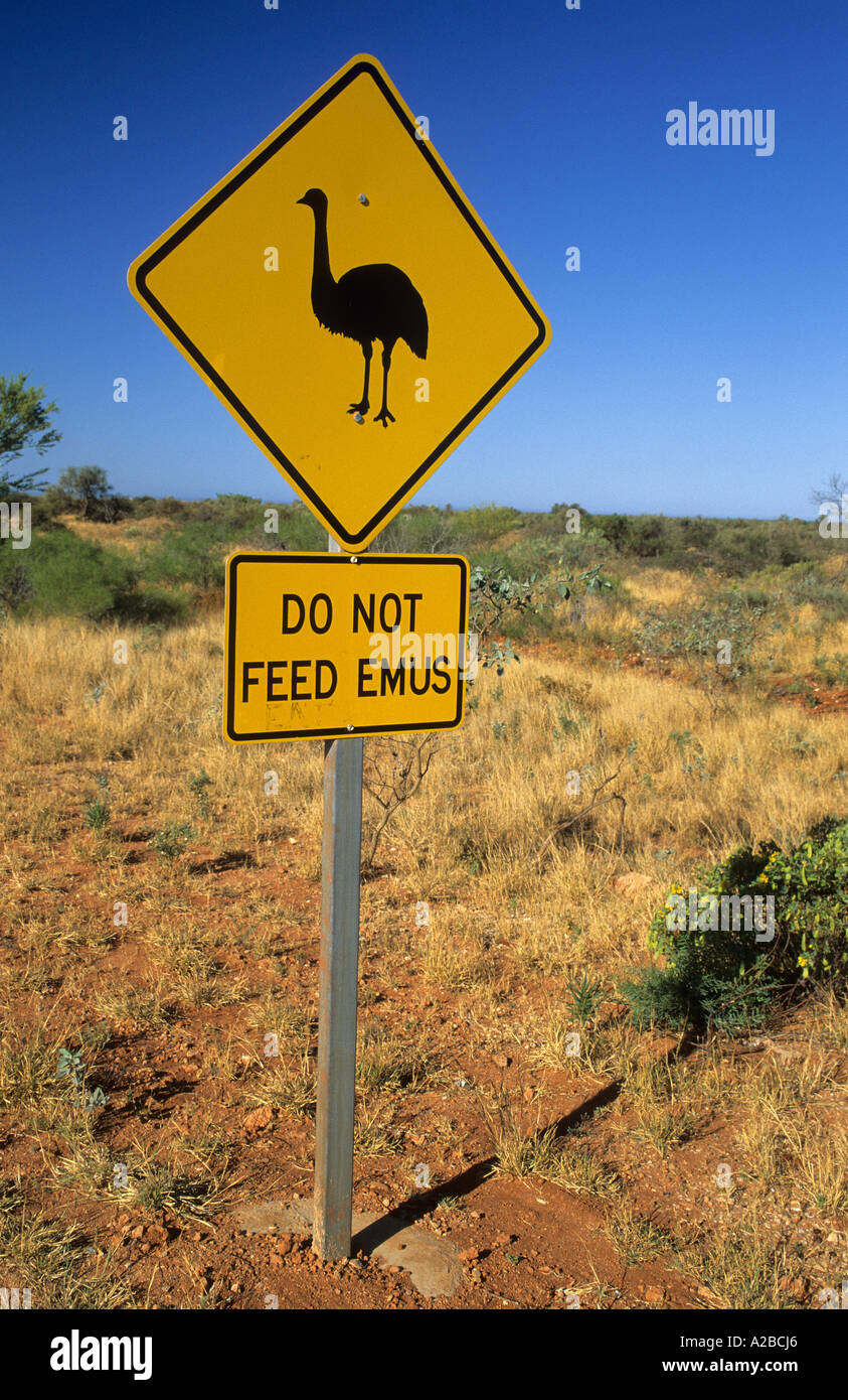 Emu warning sign at Cape Range National Park Stock Photo - Alamy