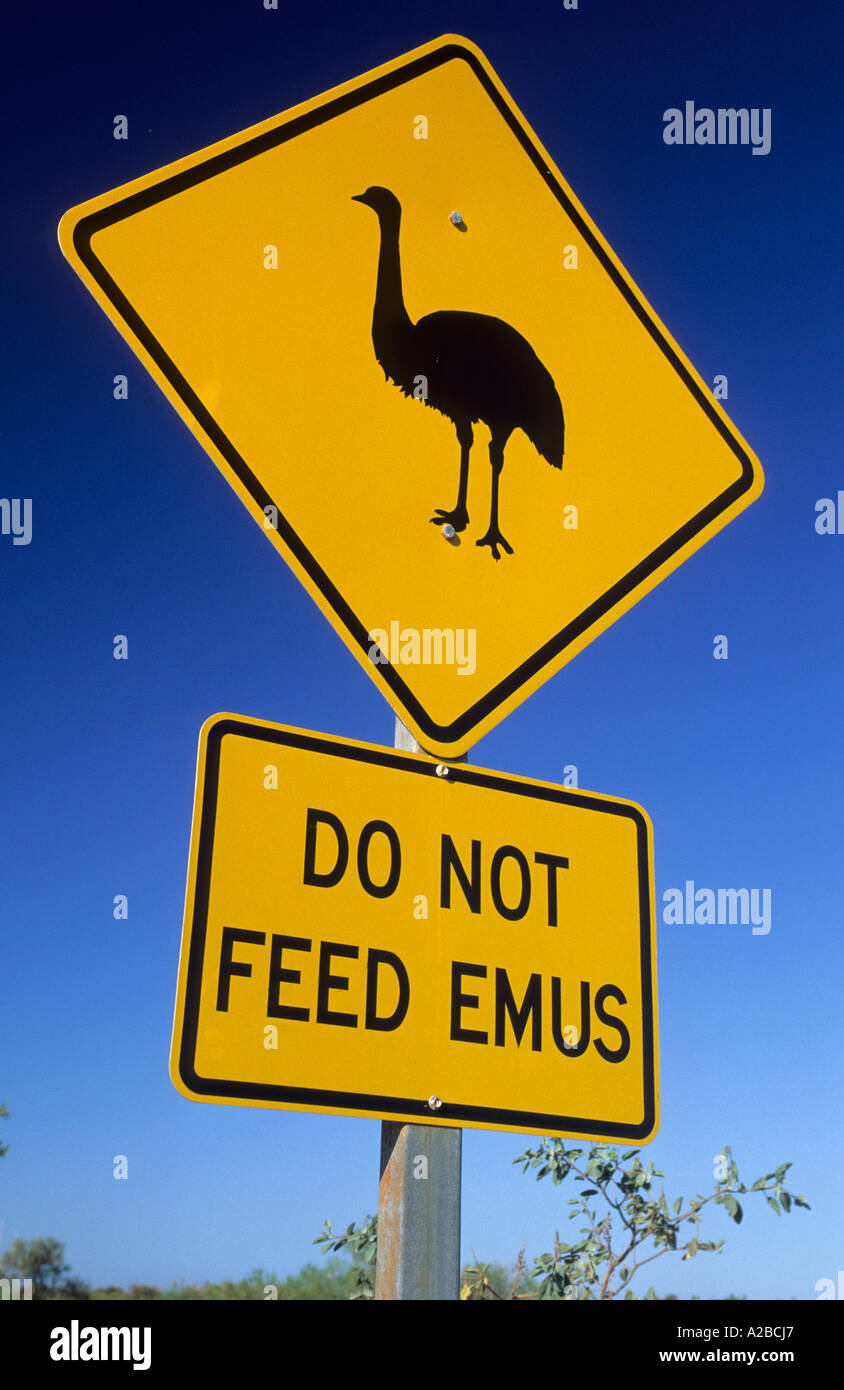 Emu warning sign at Cape Range National Park Stock Photo - Alamy