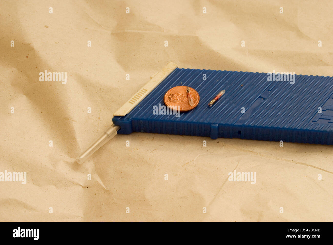 Passive Integrated Transponder (PIT) tag and applicator Stock Photo - Alamy