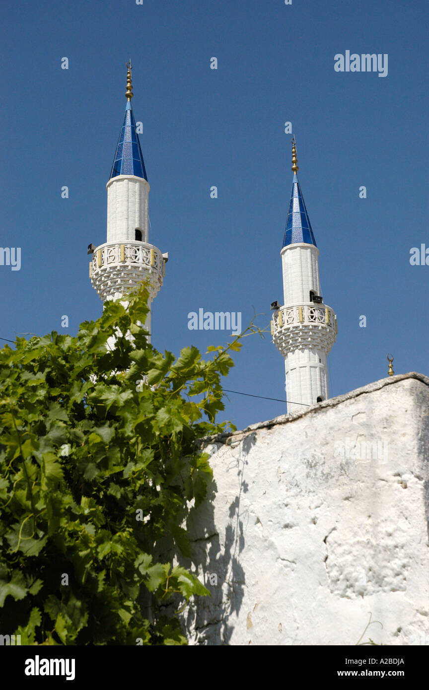 Twin calling towers on mosque in Bodrum in Turkey Stock Photo - Alamy