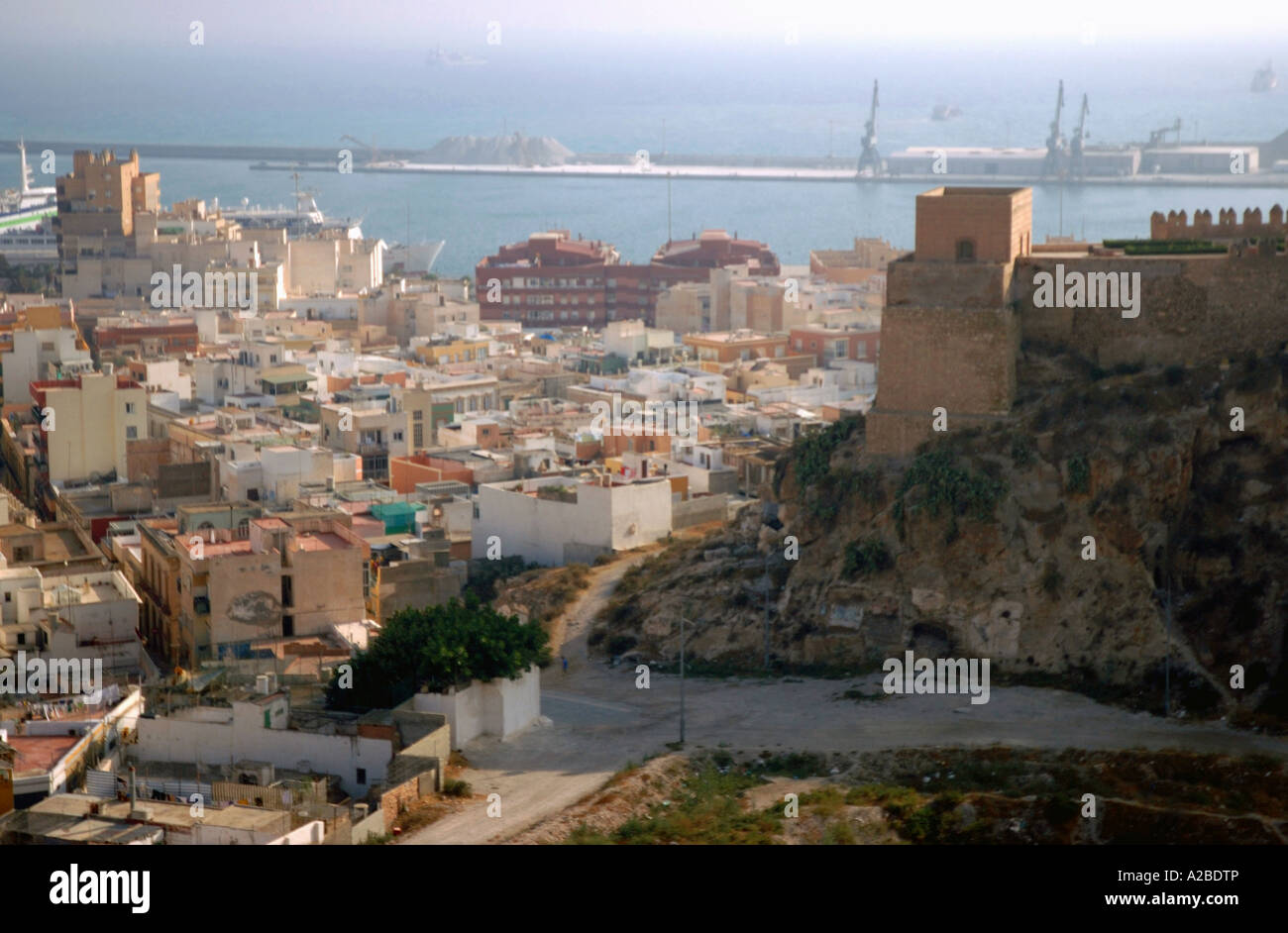 Panoramic view of Almería Alcazaba fortress & walls Almeria Andalusia ...