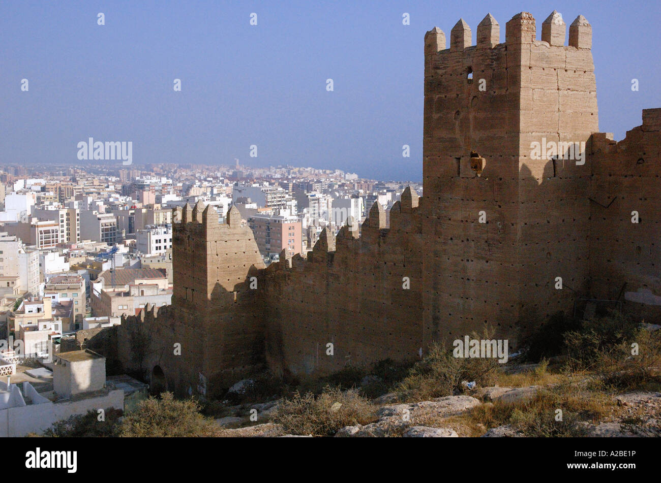 Panoramic view of Almería Alcazaba fortress & walls Almeria Andalusia ...