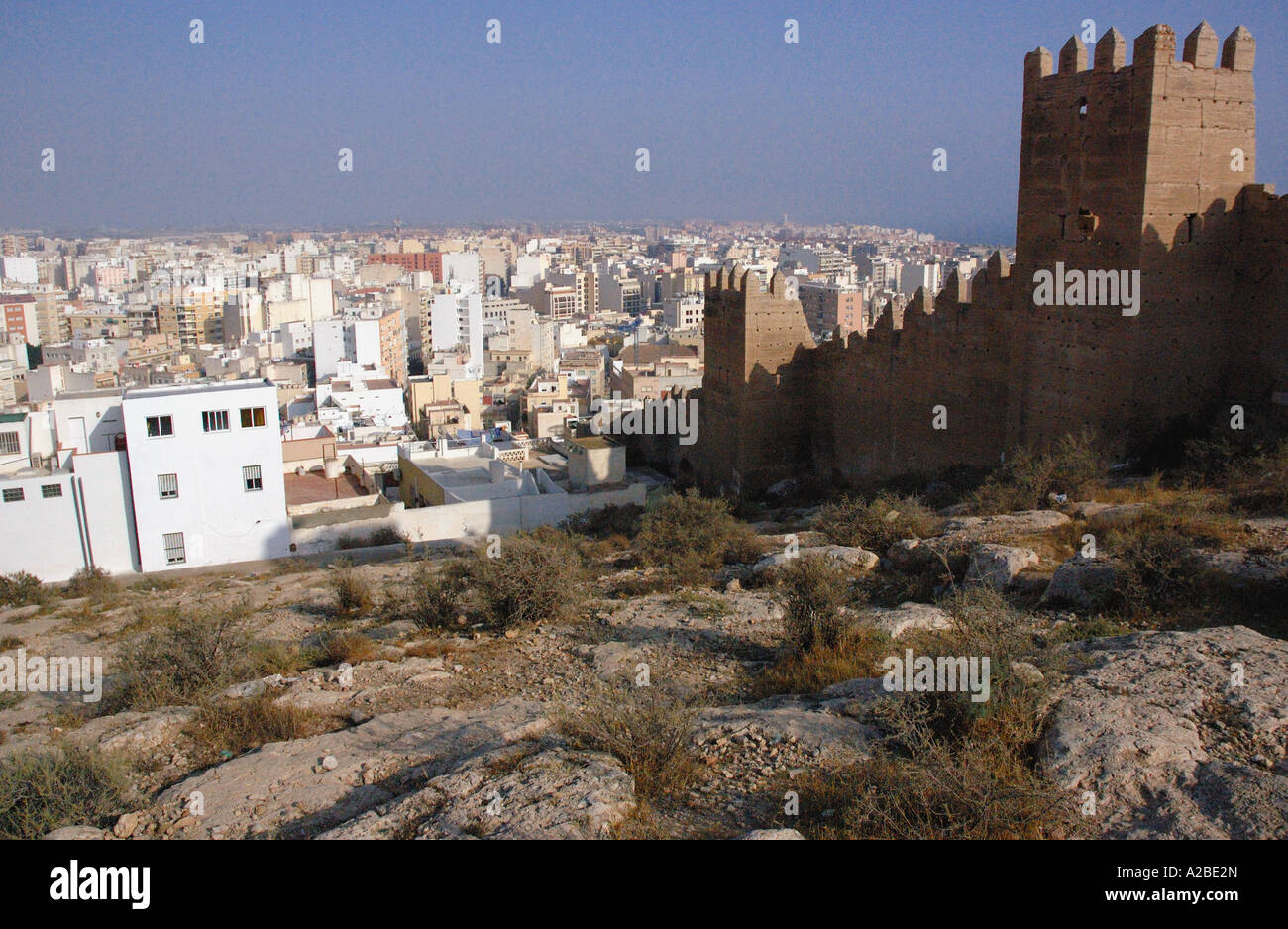 Panoramic view of Almería Alcazaba fortress & walls Almeria Andalusia ...