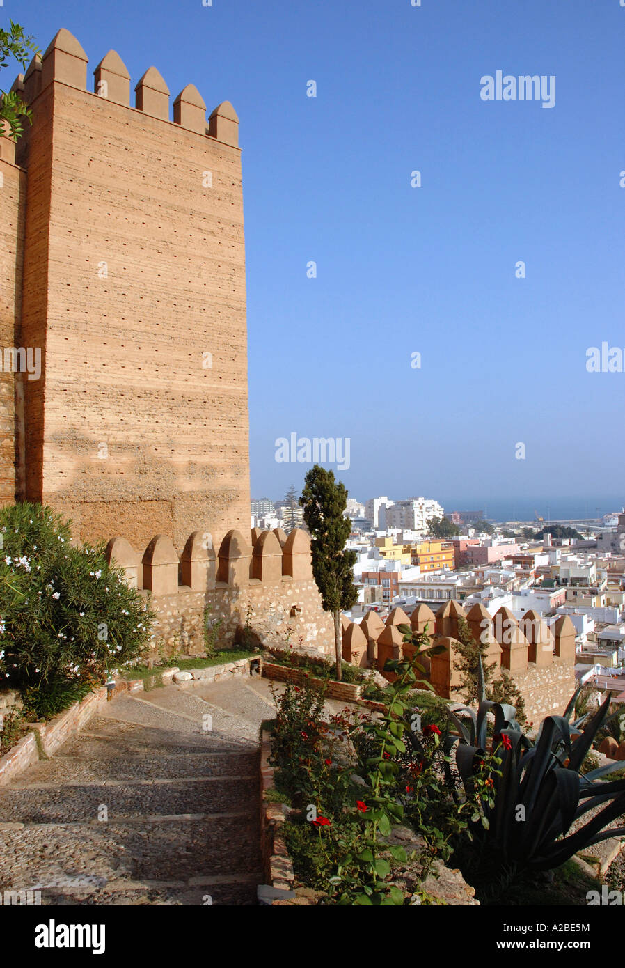 Panoramic view of Almería Alcazaba fortress & walls Almeria Andalusia ...