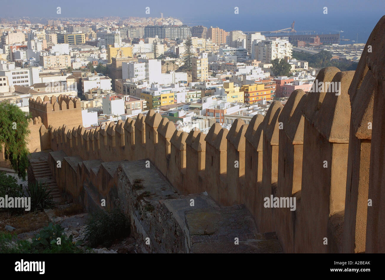 Panoramic view of Almería Alcazaba fortress & walls Almeria Andalusia ...