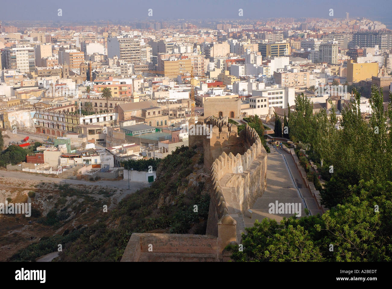 Panoramic view of Almería Alcazaba fortress & walls Almeria Andalusia ...
