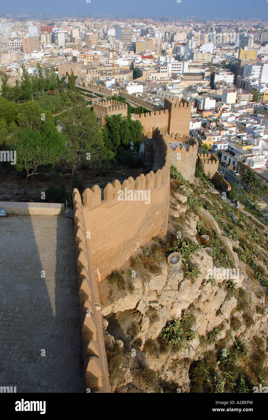 Panoramic view of Almería Alcazaba fortress & walls Almeria Andalusia ...