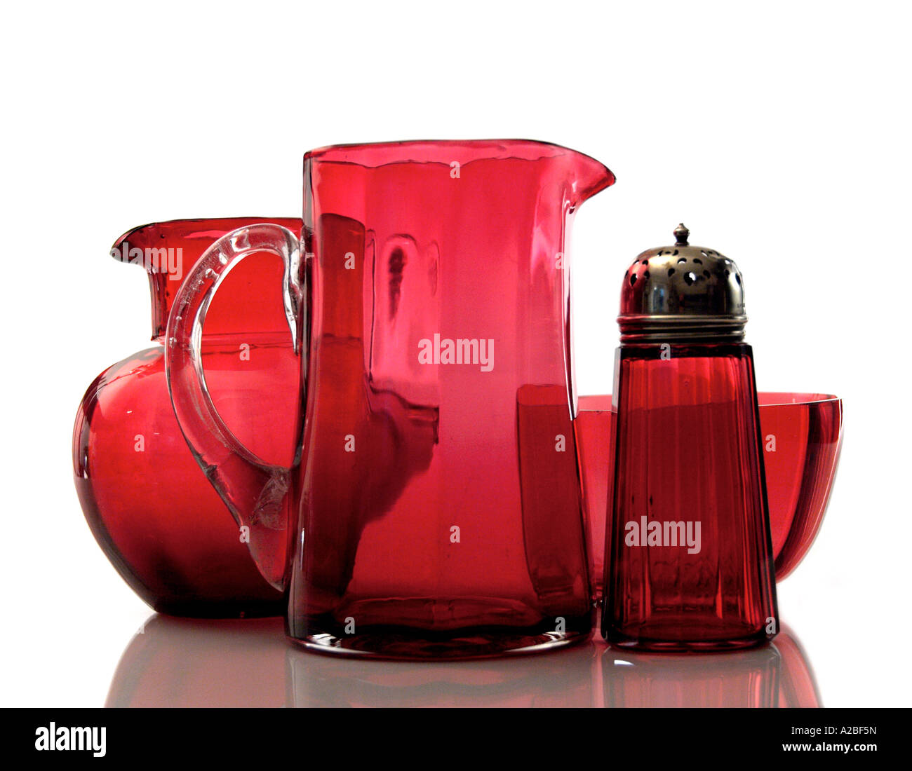 Vintage Victorian Cranberry Glassware Stock Photo - Alamy