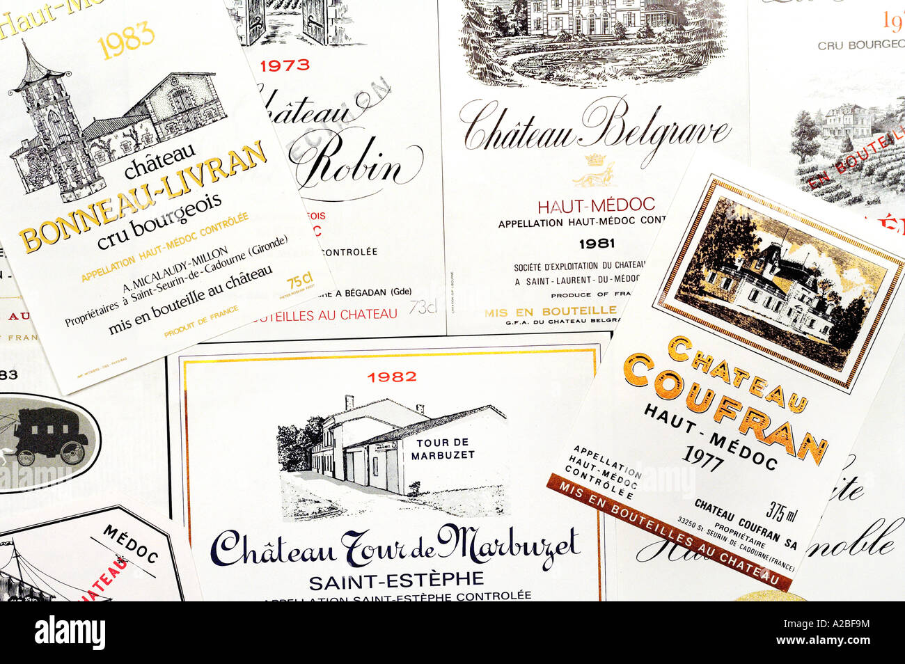 Claret French Wine Labels for Editorial Use only Stock Photo - Alamy