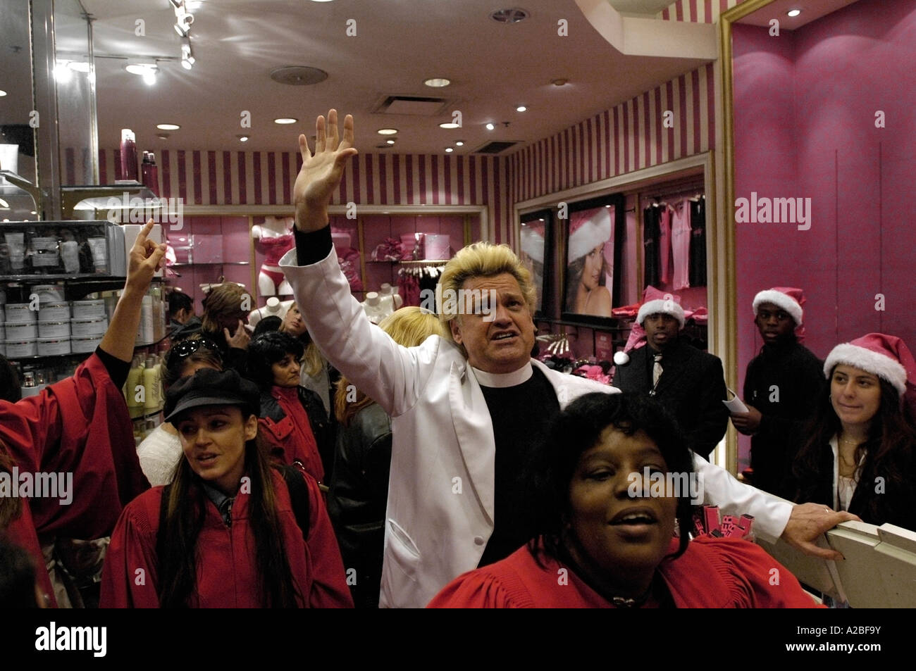 The Reverend Billy C and the choir of the Church of Stop Shopping Stock ...