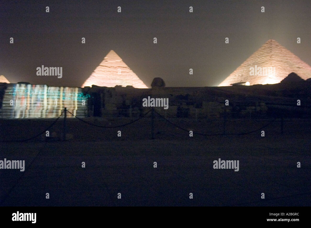 Light and Sound show of the Great Pyramids and Sphinx at Giza, Cairo ...