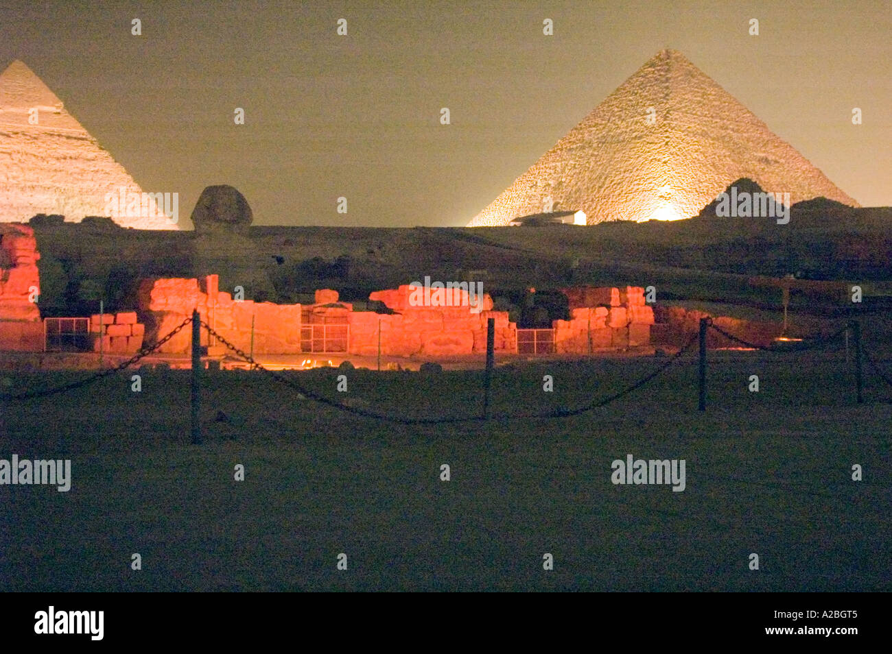 Light and Sound show of the Great Pyramids at Giza, Cairo, Egypt Stock ...