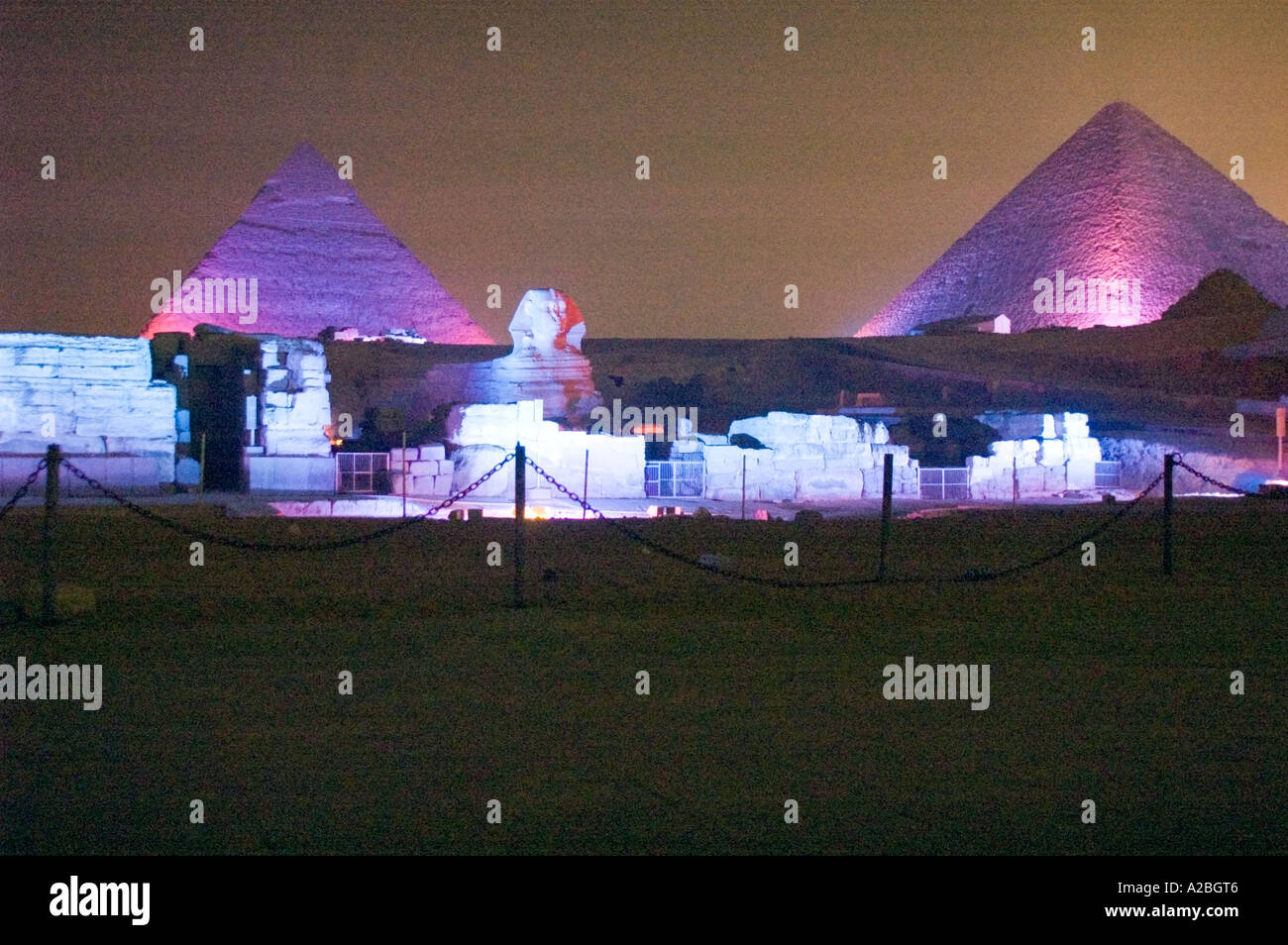 Light and Sound show of the Great Pyramids at Giza, Cairo, Egypt Stock ...