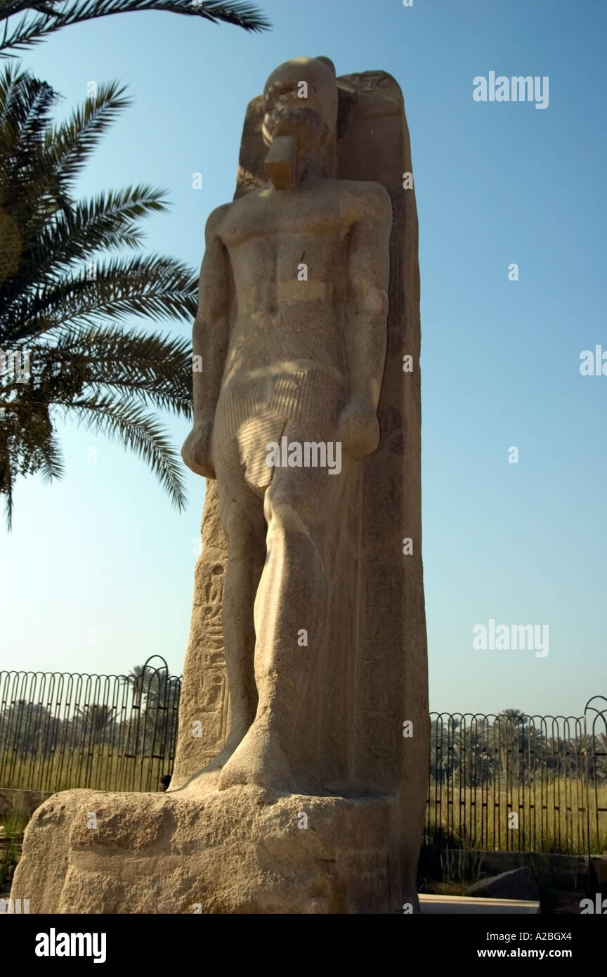 Statue of Ramses II in the ruined ancient city of Memphis near the ...