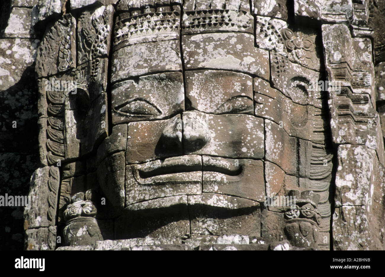 The coldly smiling, gargantuan face of Avalokiteshvara on one of the ...