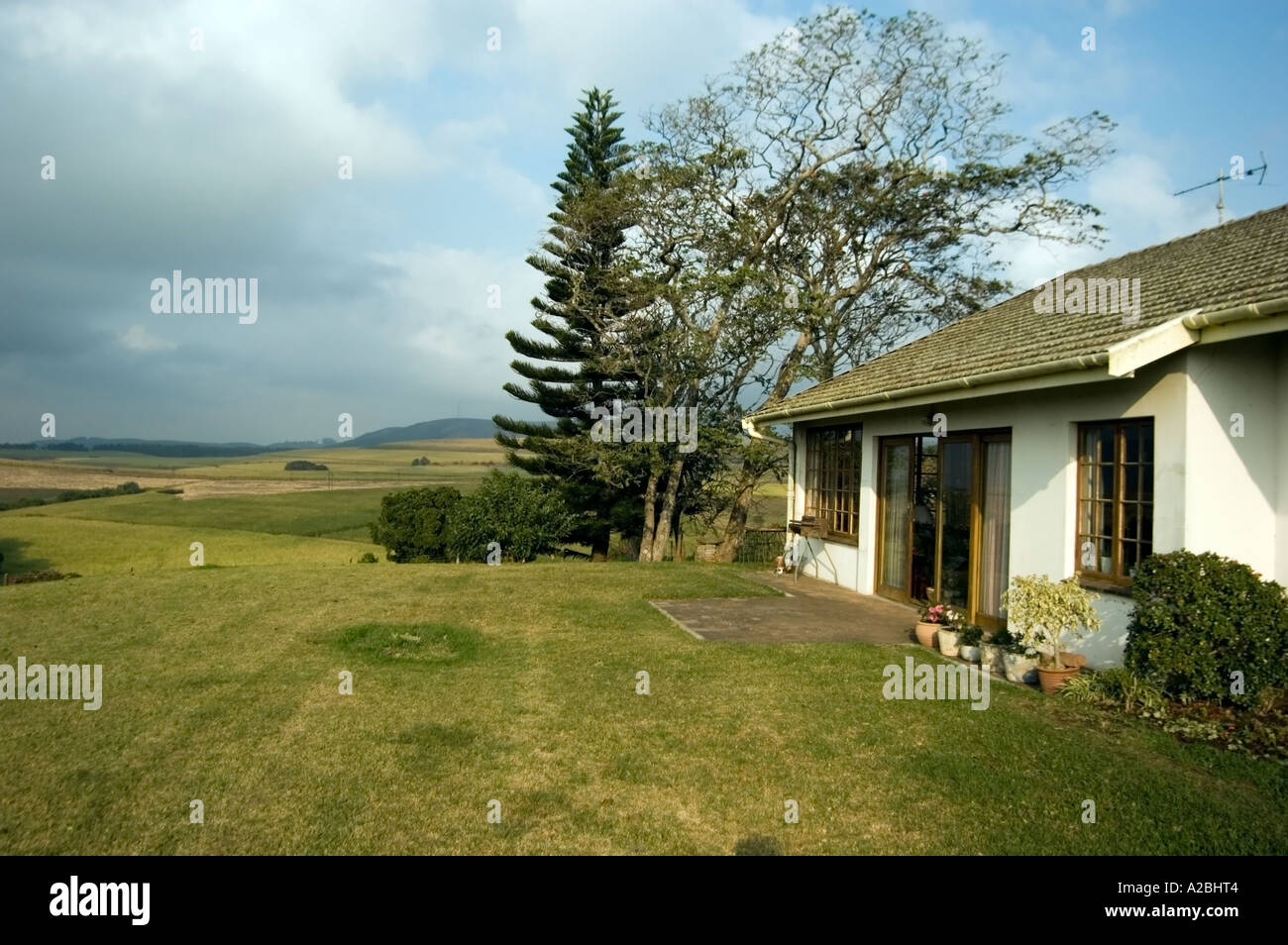 Farmhouse and lawn, Eshowe, KwaZulu Natal, South Africa, area of the ...