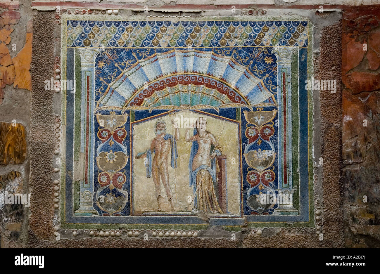 Mosaic at House of Neptune and Amphitrite, Herculaneum, Iltay Stock ...