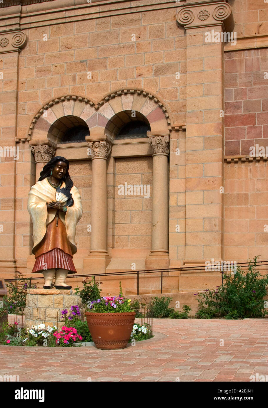 Statue of a Native American Woman, Downtown Santa Fe, NM Stock Photo ...