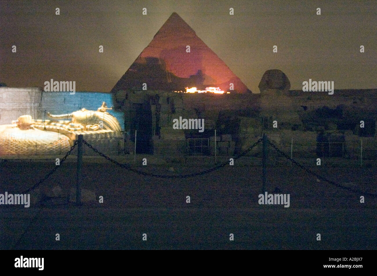 Light and Sound show of the Great Pyramids at Giza, Cairo, Egypt Stock ...