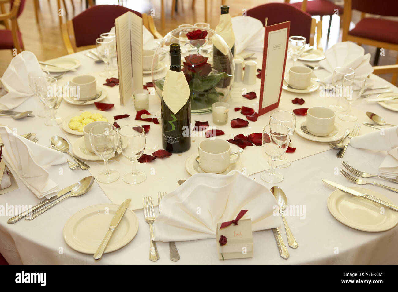 Tables set for a formal wedding reception, England, UK Stock Photo - Alamy