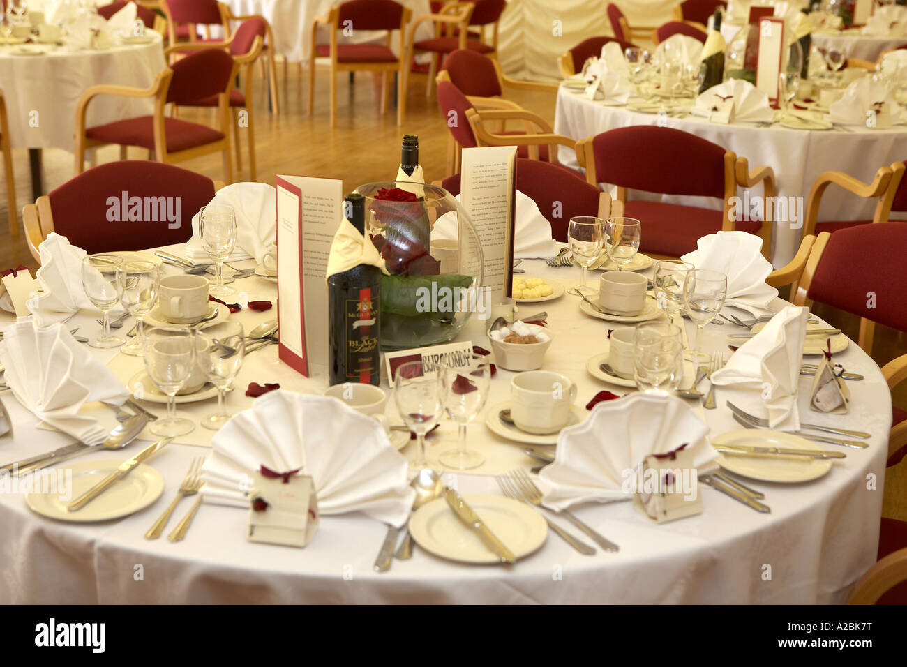 Tables set for a formal wedding reception, England, UK Stock Photo - Alamy