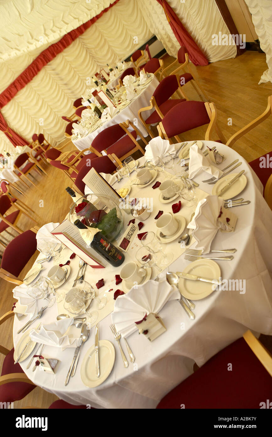 Tables set for a formal wedding reception, England, UK Stock Photo - Alamy
