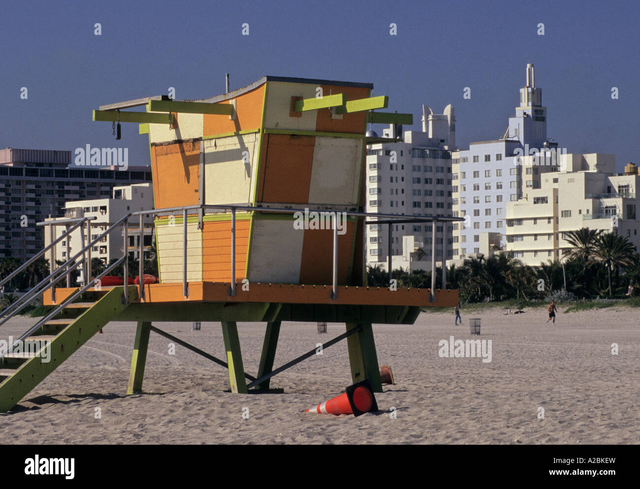 lifeguard post and hotels in the background South Beach Miami USA Stock ...