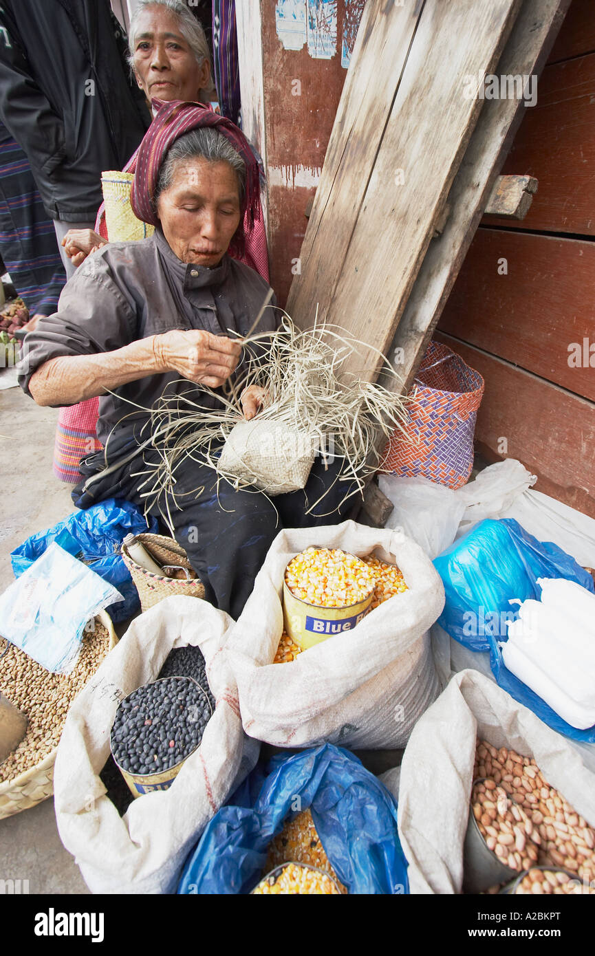 Woman Weaving Basket Stock Photo - Alamy