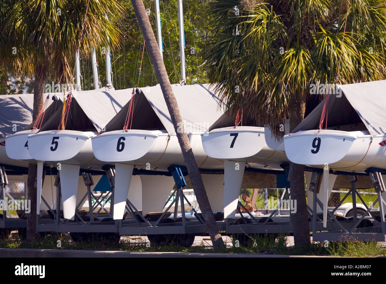 Sailboats in dry dock Stock Photo - Alamy