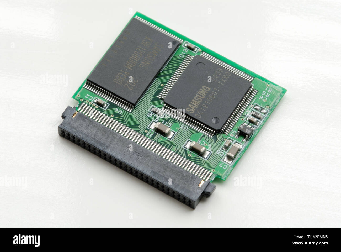Circuit board and memory chips of a Compact Flash CF storage card Stock ...