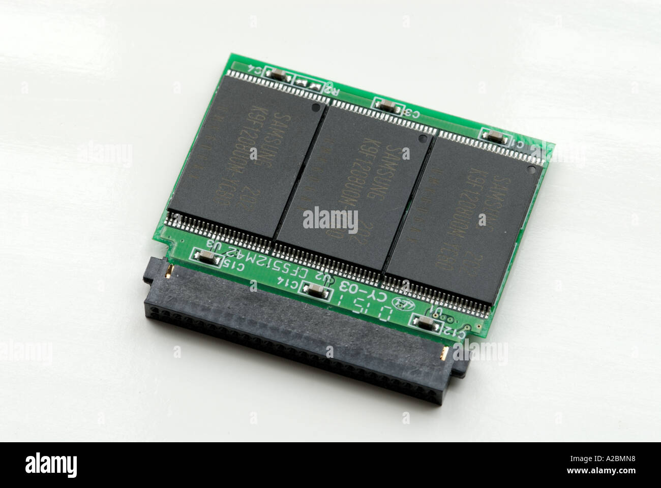 Circuit board and memory chips of a Compact Flash CF storage card Stock ...