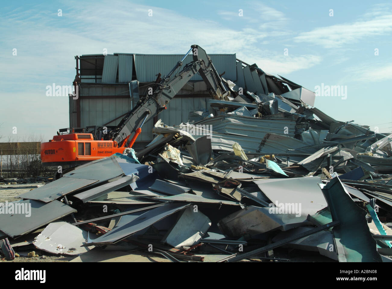 Demolition of relatively modern steel framed and steel clad warehouse ...