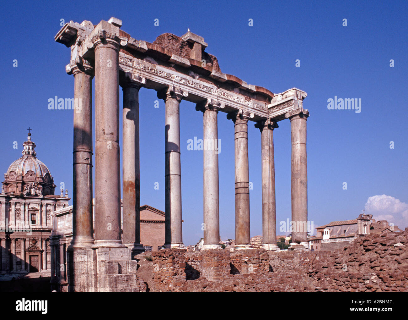 Temple Of Saturn In The Forum In Rome The Capital Of Italy Stock Photo ...