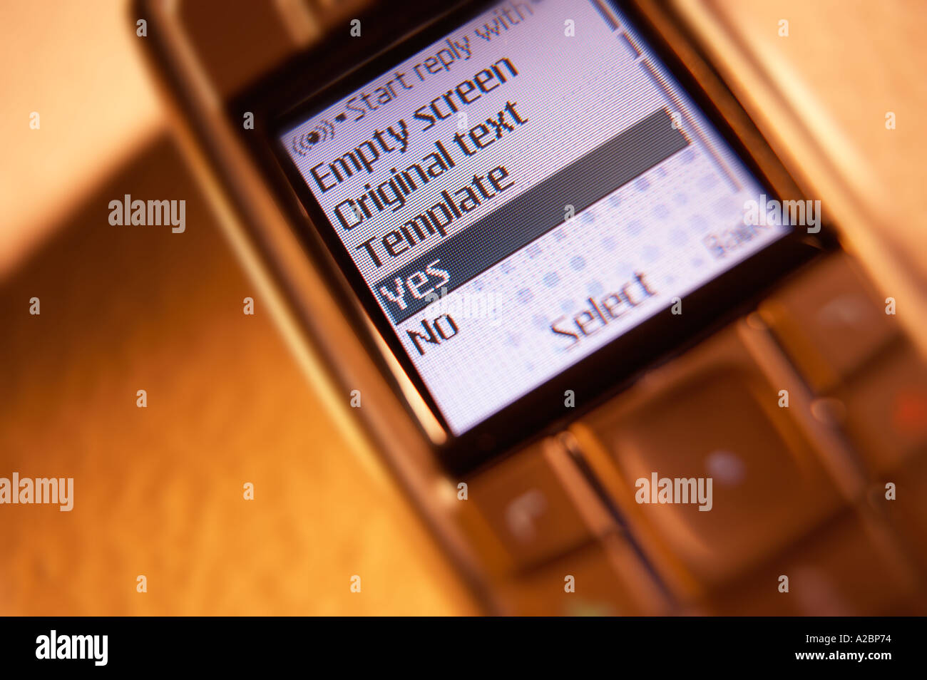 TEXT MESSAGE YES MENU ON MOBILE PHONE SCREEN Stock Photo - Alamy