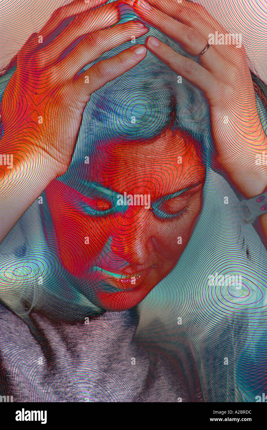 abstract illustrating woman under stress Stock Photo - Alamy