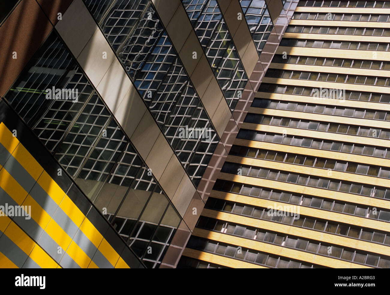 New York City Diagonal lines of midtown Manhattan office buildings ...